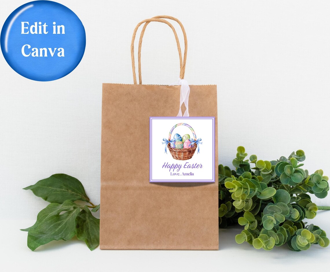 Easter Gift Tag Printable, Easter Basket Tag, Template, Personalized ...