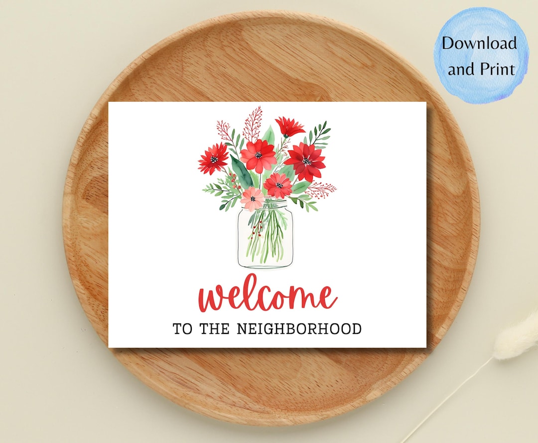 Welcome to the Neighborhood Printable Greeting Card, Hello New Neighbor ...