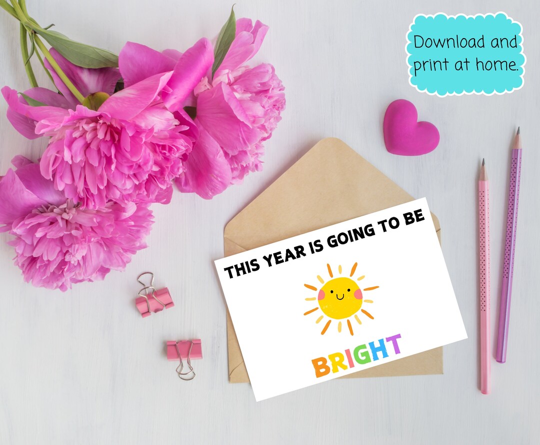 Bright School Year Printable Greeting Card, First Day of School Card ...