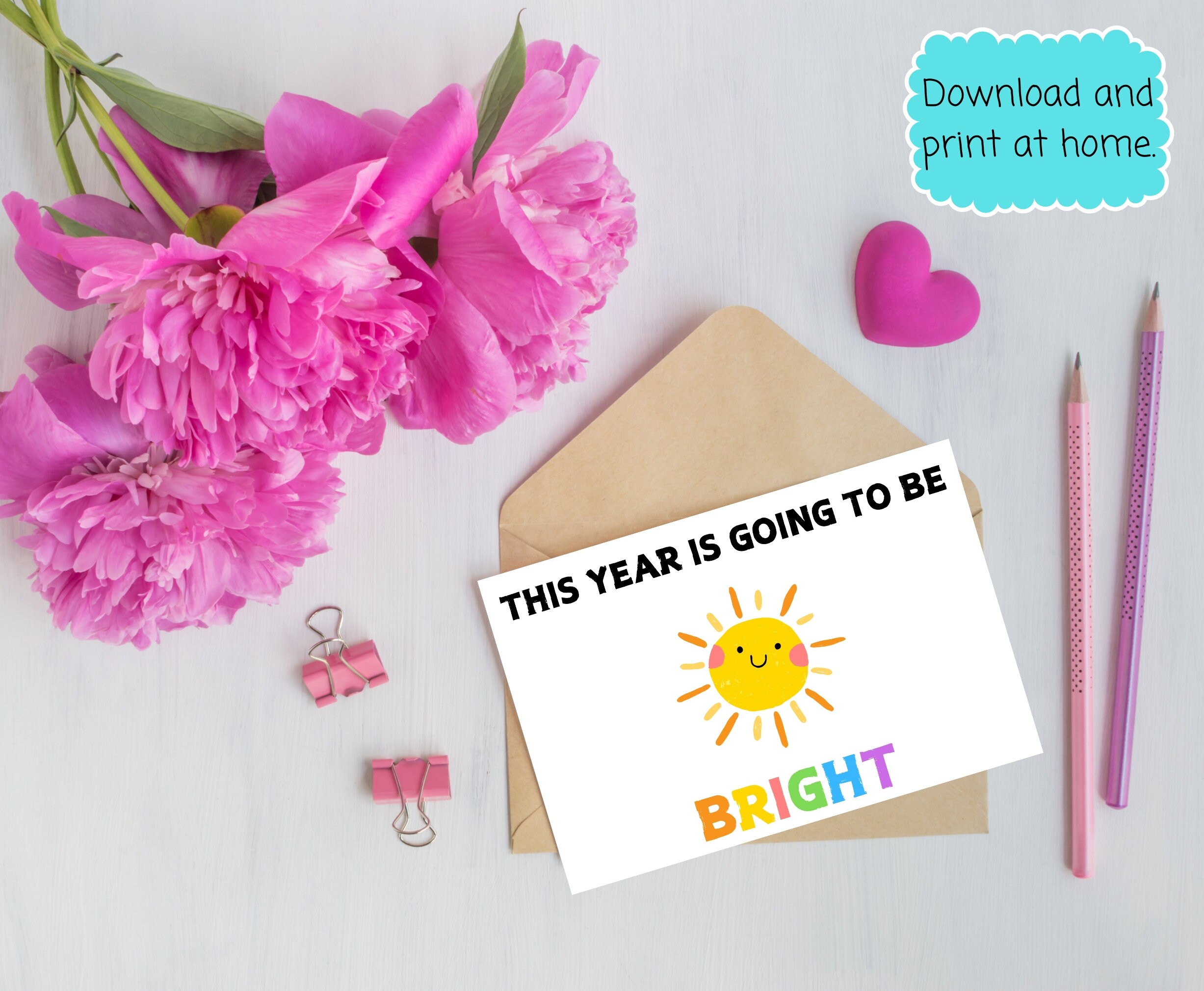 Bright School Year Printable Greeting Card, First Day of School Card ...