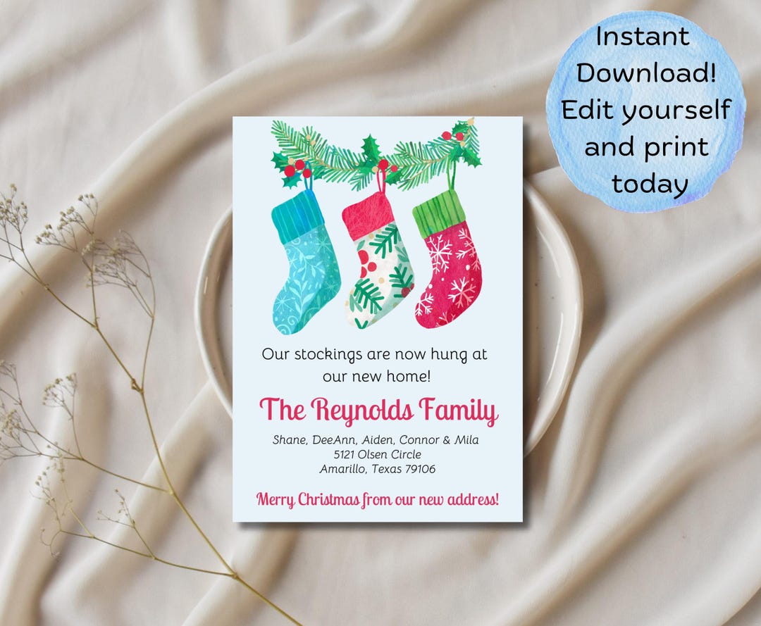 Editable Christmas Moving Announcement, Printable, Download, Canva ...