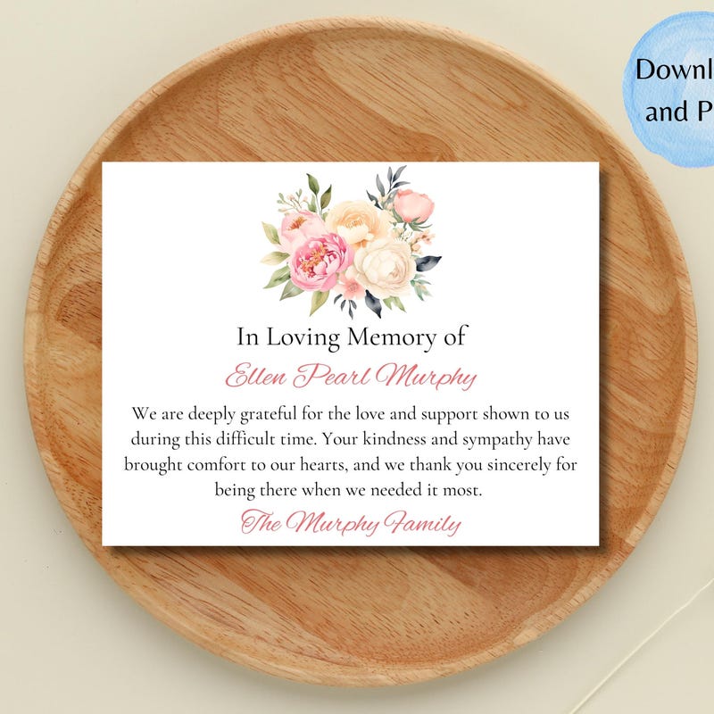 Funeral Thank You Folded - Etsy