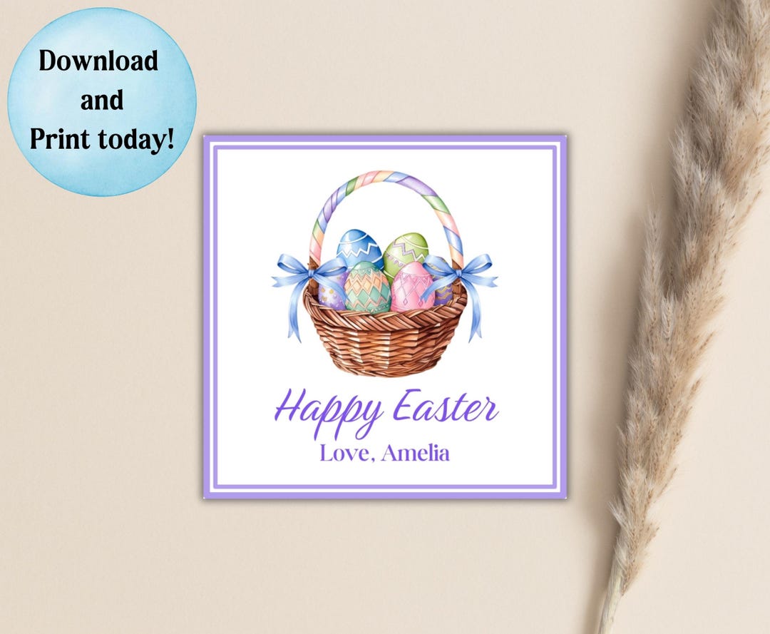 Easter Gift Tag Printable, Easter Basket Tag, Template, Personalized ...