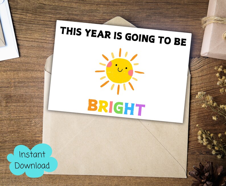 Bright School Year Printable Greeting Card, First Day of School Card ...