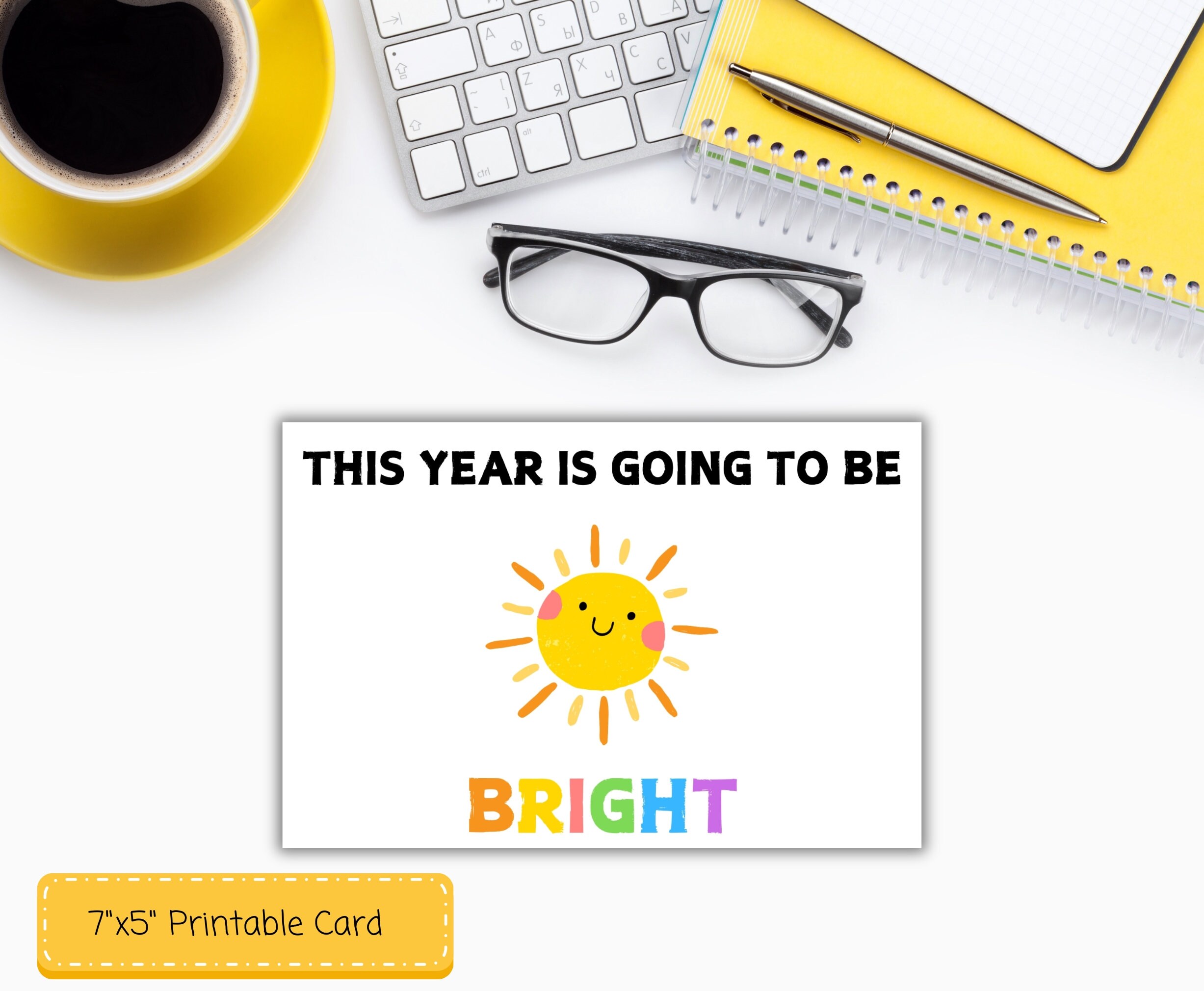 Bright School Year Printable Greeting Card, First Day of School Card ...