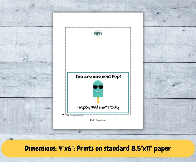 Coolest Pop Popsicle Printable Father's Day Card, Funny Greeting Card ...