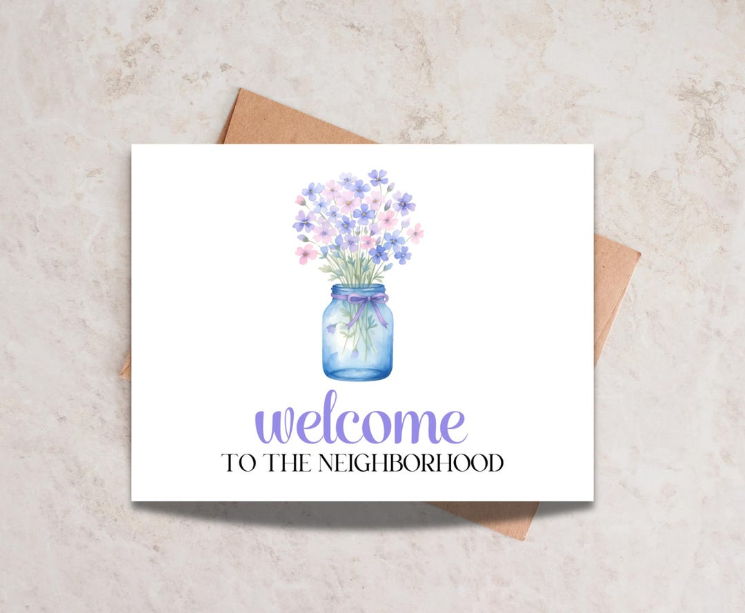 Printable Floral Welcome to the Neighborhood Card, New Neighbor ...