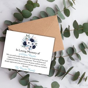 In Loving Memory Floral Funeral Thank You Card Template, Personalized ...