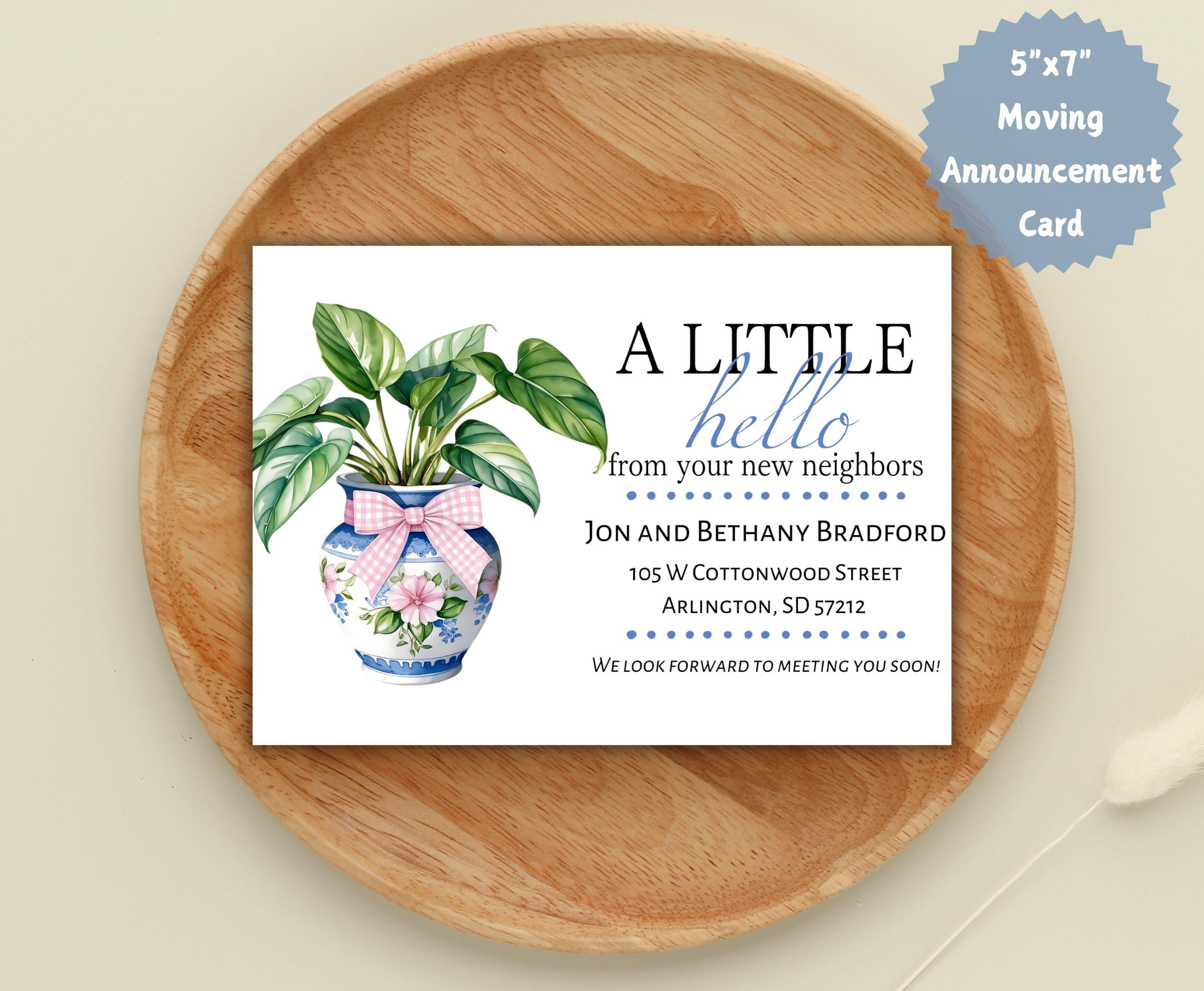 Grandmillenial Hello Neighbor Introduction Card, Printable Chinoiserie ...