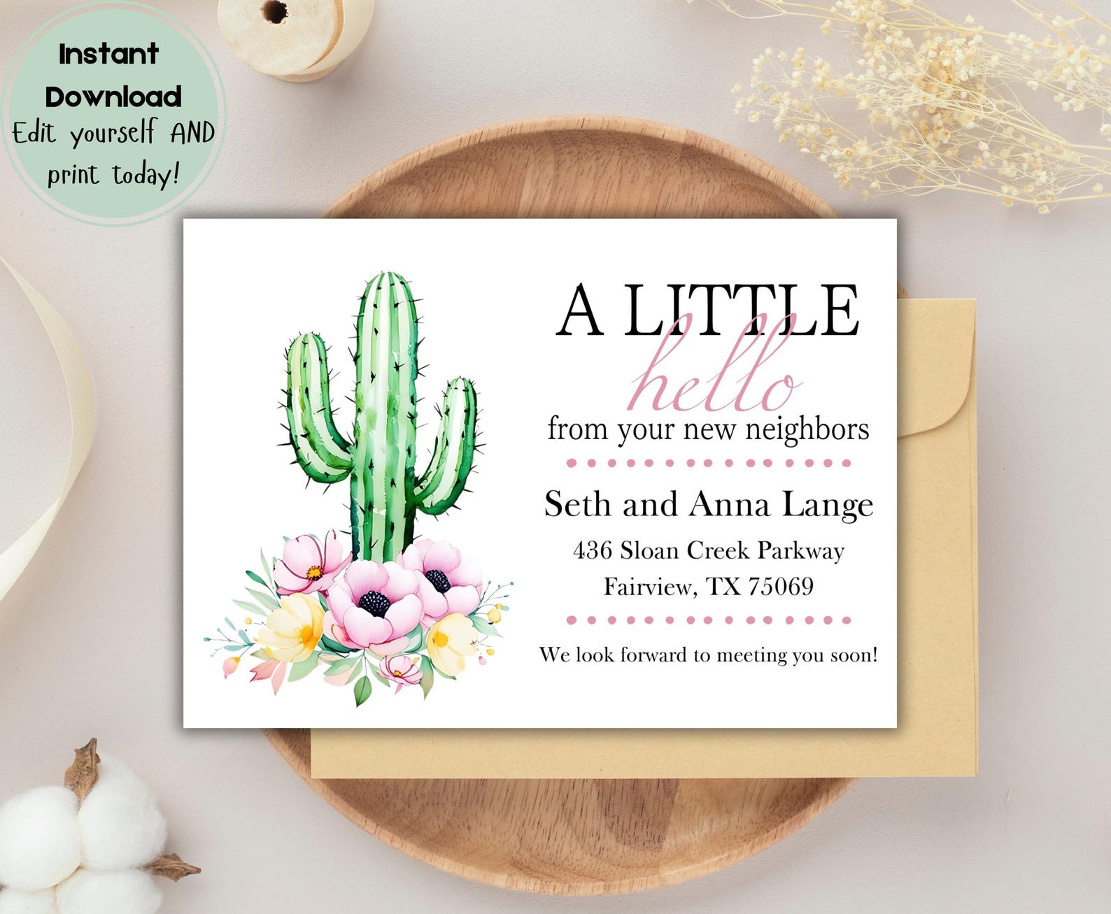 Hello From Your New Neighbor Printable Card Template, Neighbor ...