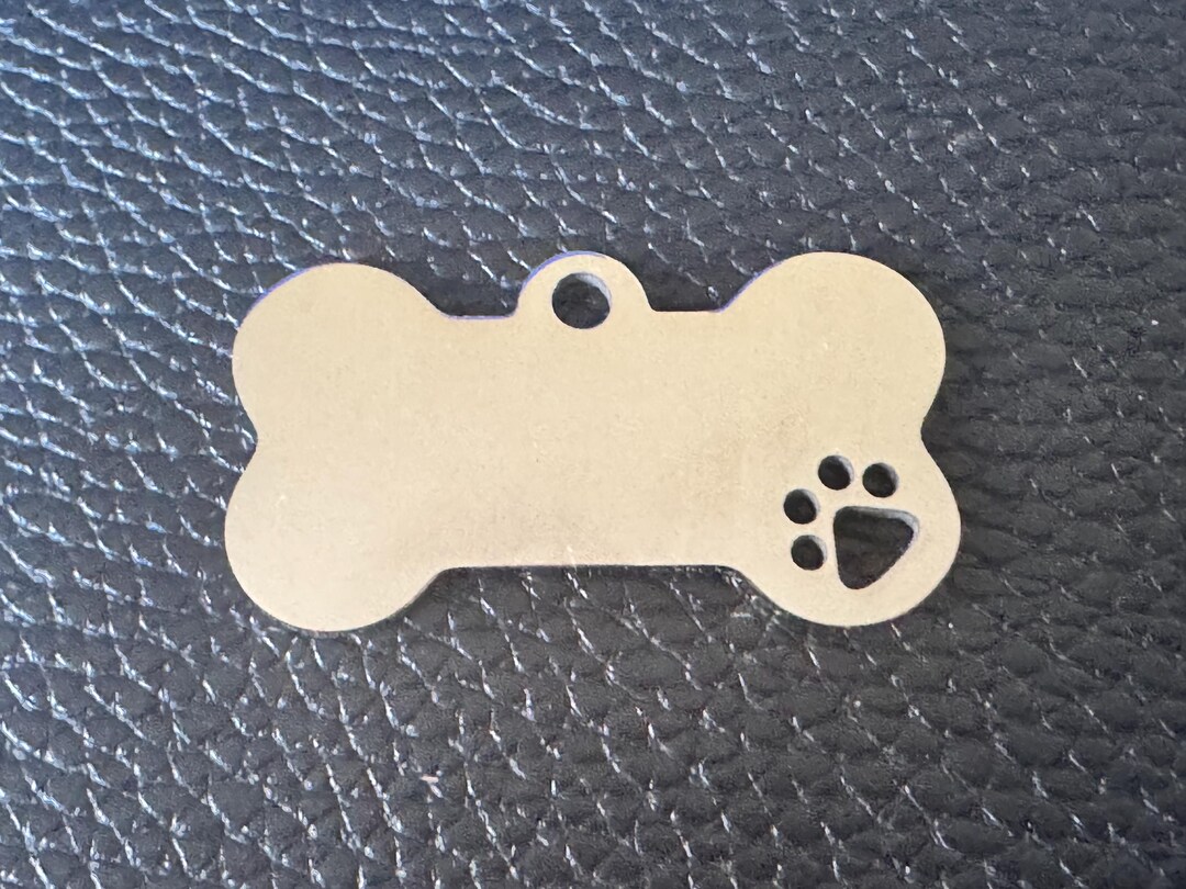 Bone Shaped Dog Tags W/ Cutout Paw Print, Stainless Steel Pet ID Tags ...