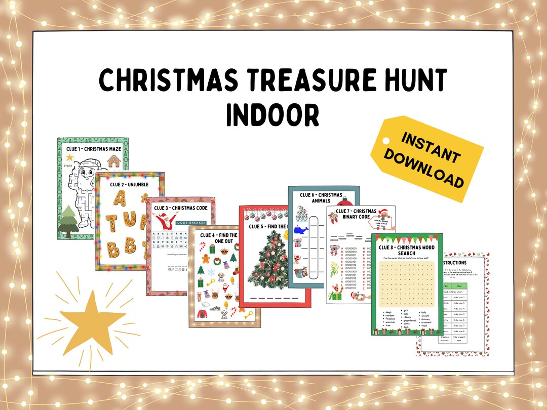 Christmas Treasure Hunt Indoor Scavenger Hunt, Codes, Older Kids ...