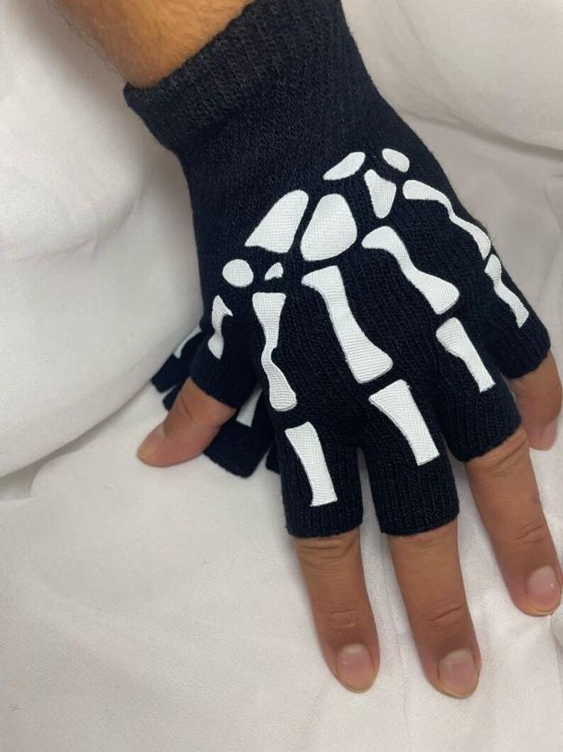 Fingerless Skeleton Gloves Halloween Essential Party Lightweight High ...