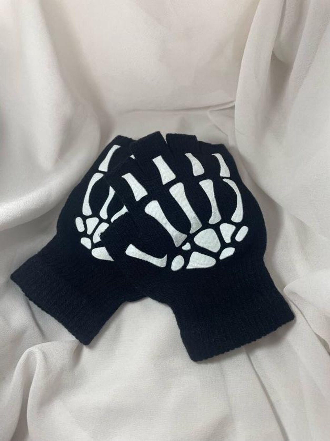 Fingerless Skeleton Gloves Halloween Essential Party Lightweight High ...