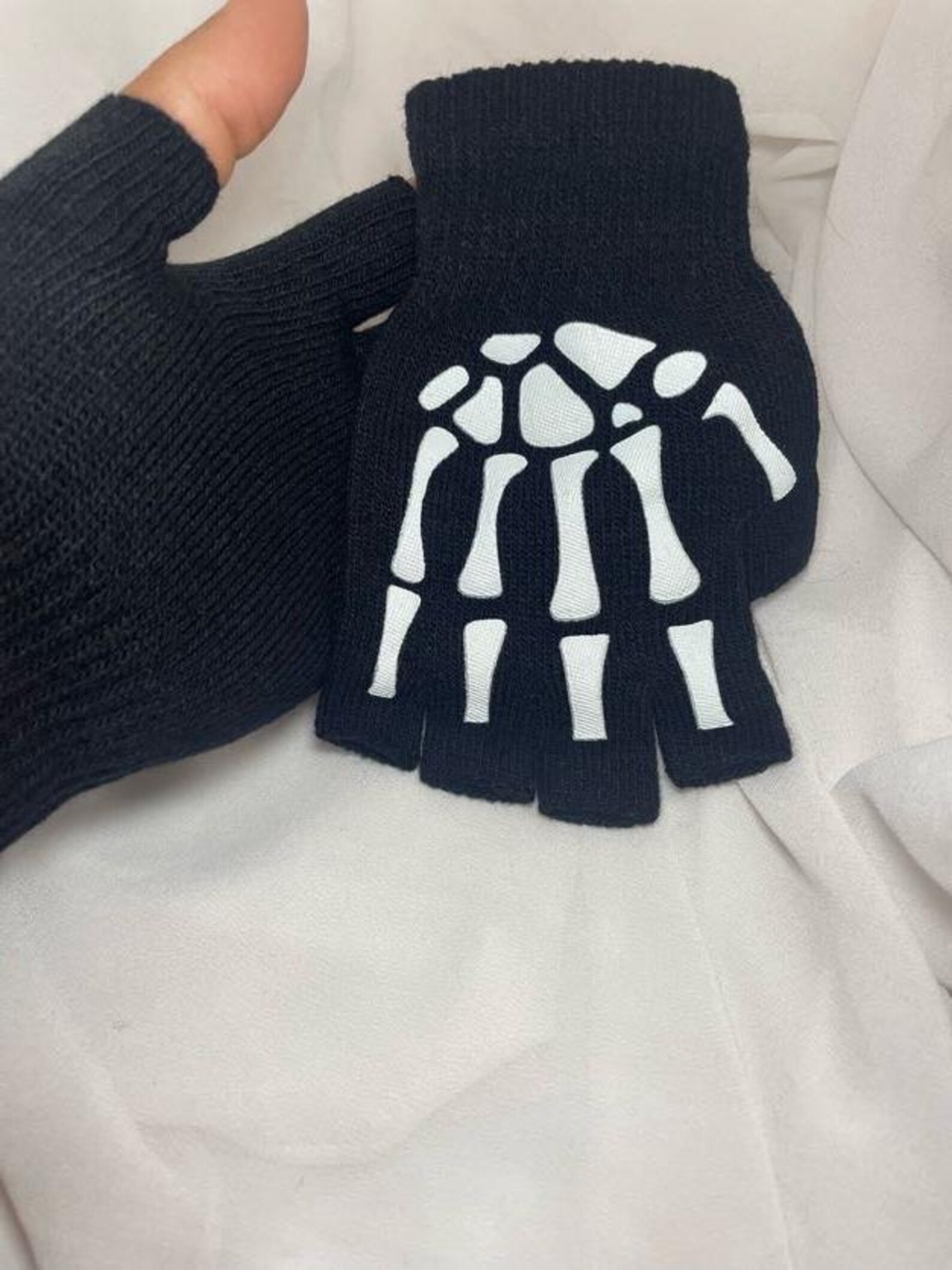 Fingerless Skeleton Gloves Halloween Essential Party Lightweight High ...