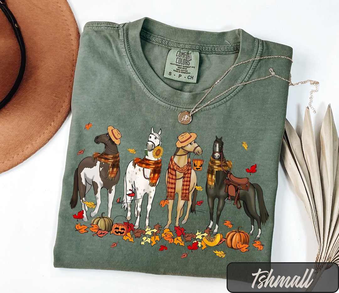 Comfort Colors Fall Horse Graphic Tee - Autumn Crewneck Shirt - Etsy