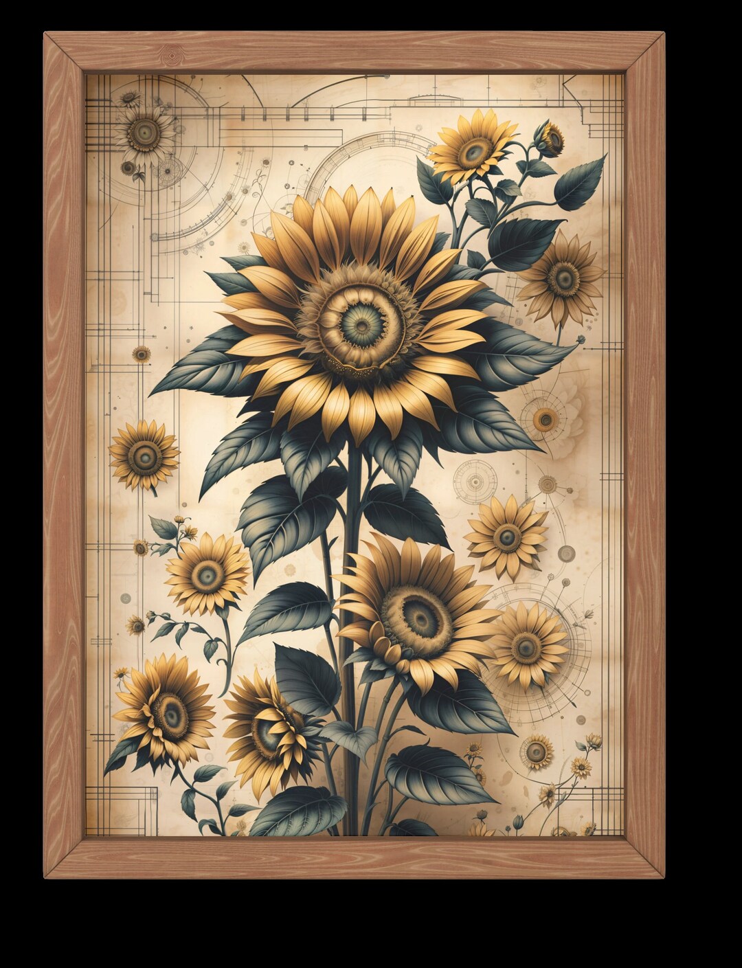 Ingeniously Intricate Sunflowers: Natural Elegance Digital Art, Digital ...