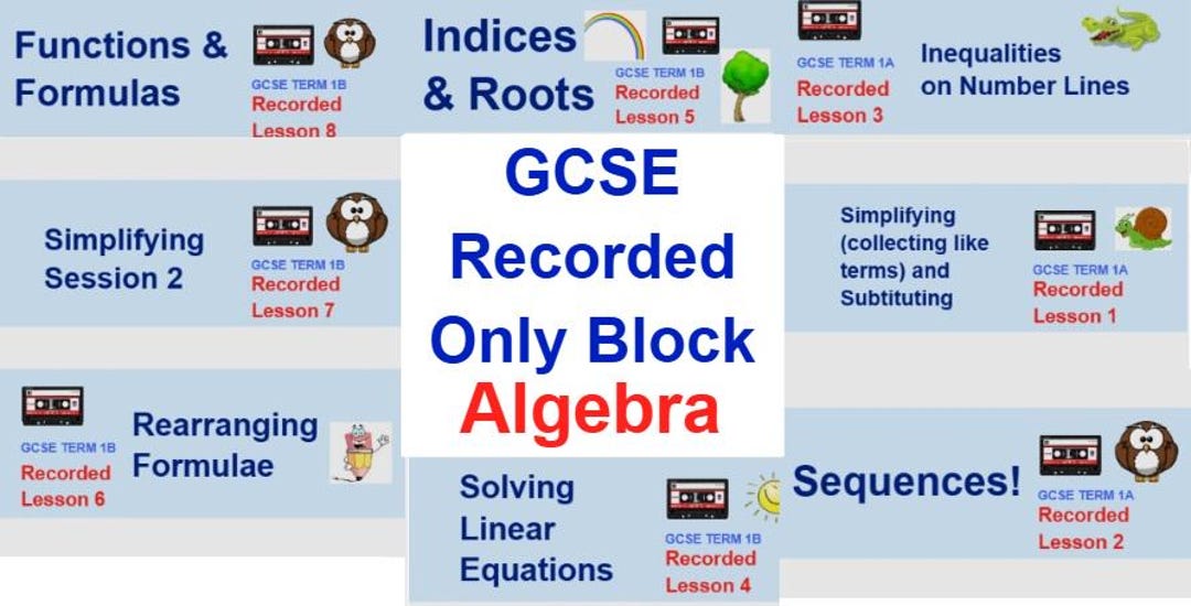 Foundation GCSE Maths, Recorded Only Block, Eight Lessons, Algebra ...