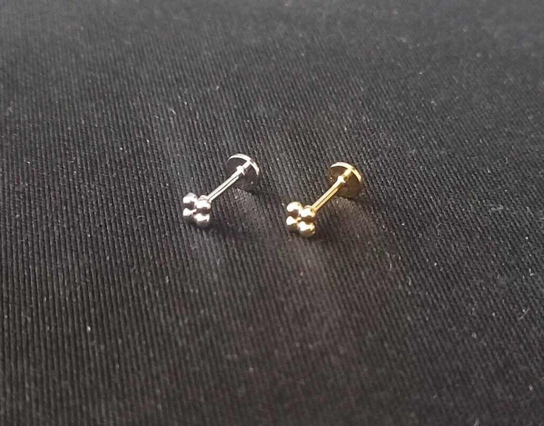 Solid Sterling Silver Labret Piercing Stud Earring Helix Lip - Etsy