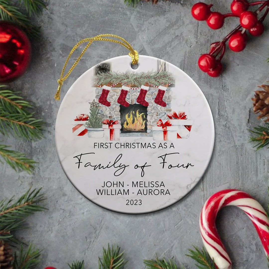 Personalized Family of Four Christmas Ornament Four Stockings - Etsy