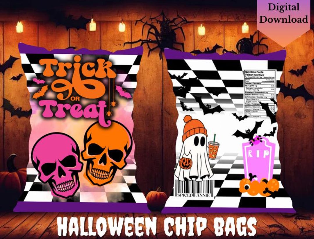 Halloween Chip Bag, Editable Halloween Treats Bags, Trick or Treat Chip ...