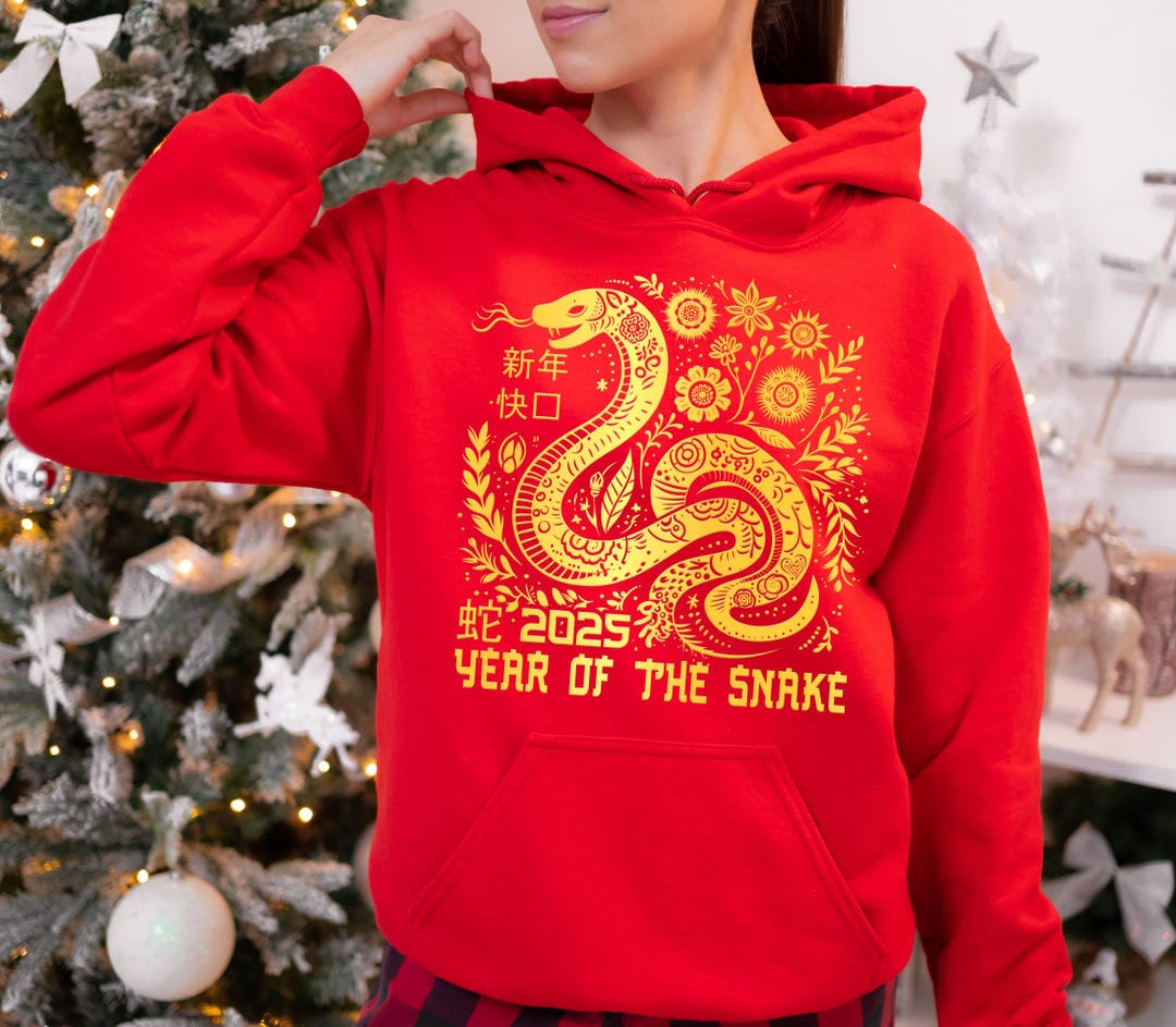 Chinese New Year 2025 Year of the Snake Hoodie, New Year Chinese Snake ...