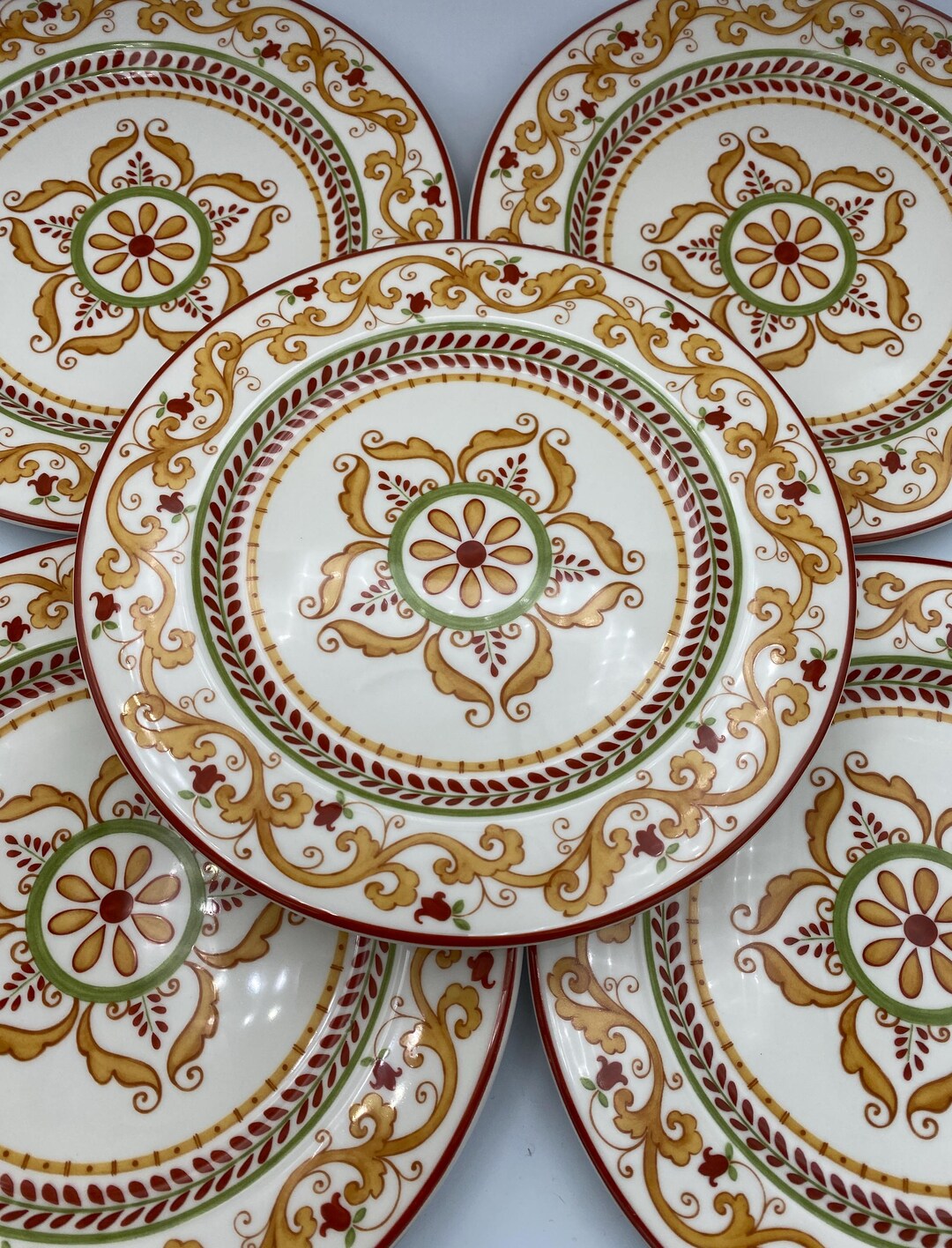 World Market Lunch Salad Plates "lisbon" Pattern; Stoneware Made in ...