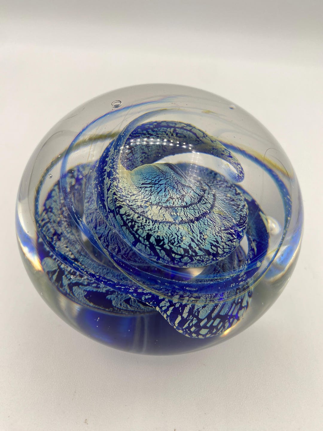 Herb A. Thomas Signed Paperweight; Hand-blown Art Glass Orb Paperweight ...