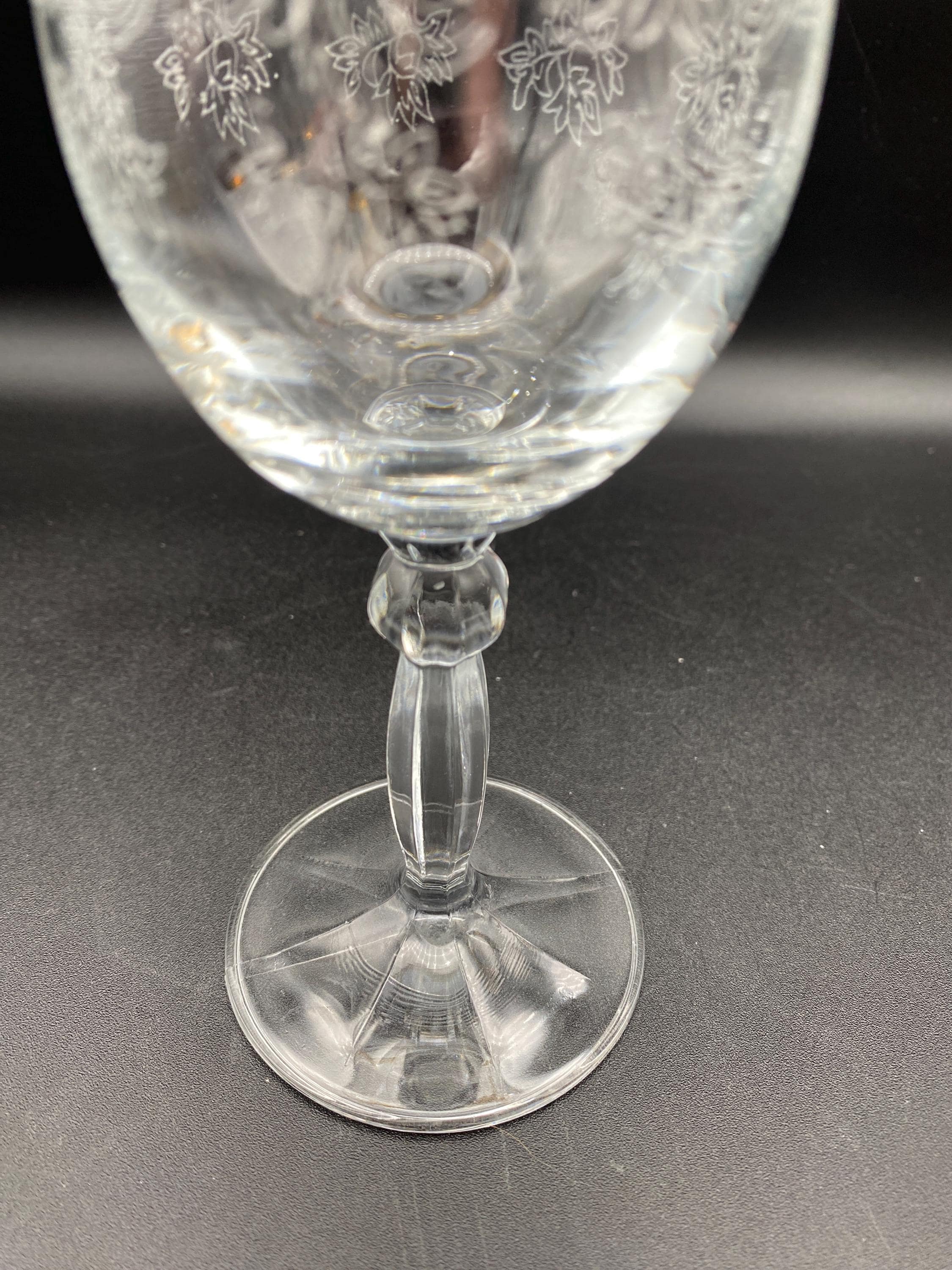 Gold Rimmed Etched Wine Glasses; Ornate Gold Rim; Set of 5 - Etsy