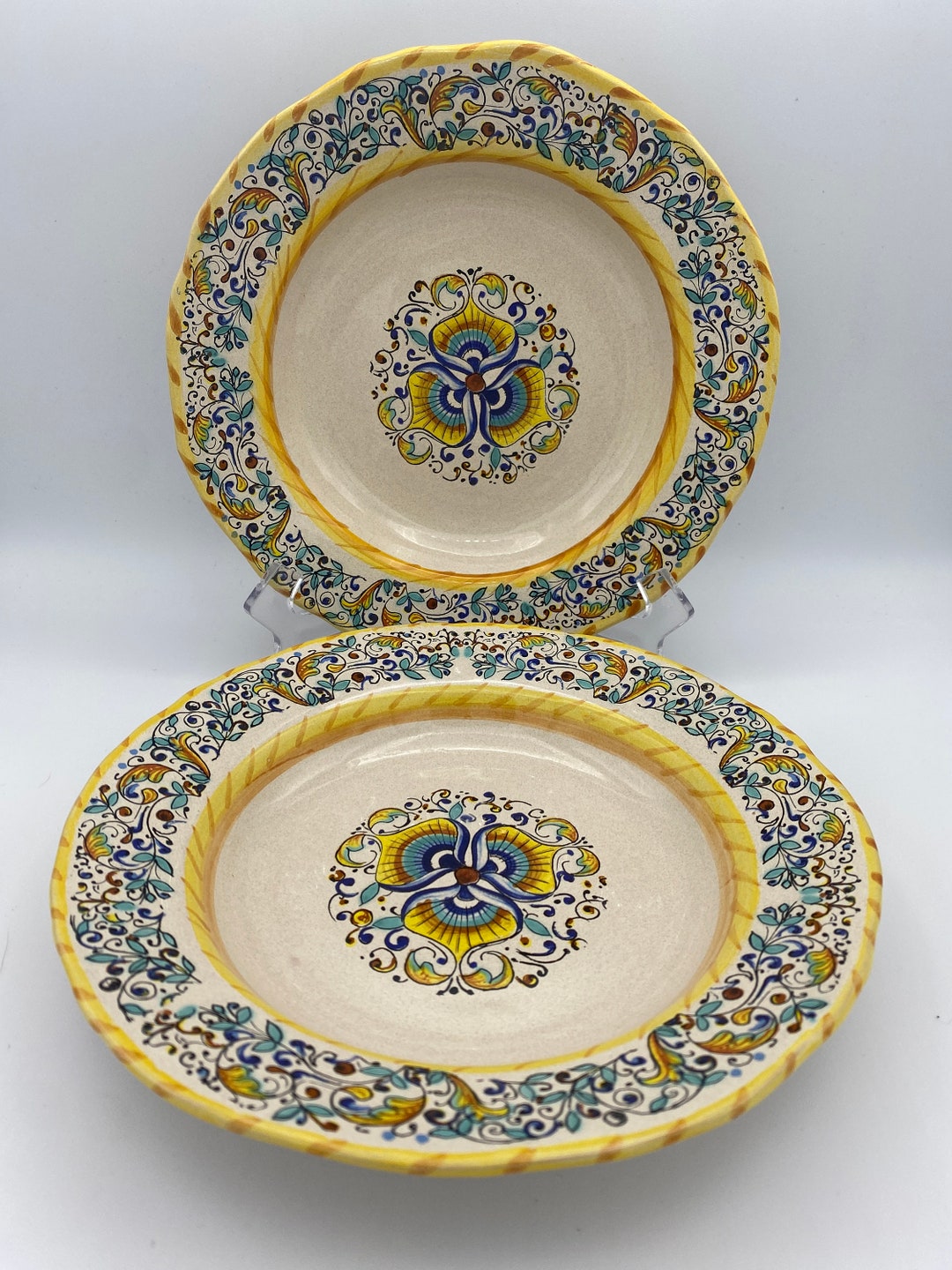 Italian Salad Plates Majolica Dip. a Mano Hand-painted Ceramic Pottery ...