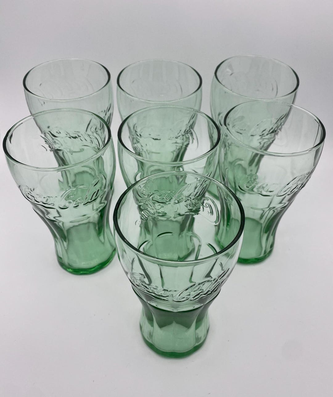 Coca Cola Classic Drinking Glasses Green; Tall Coke Glasses ...