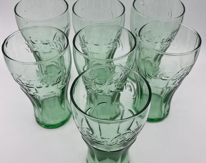 Coca Cola Classic Drinking Glasses Green; Tall Coke Glasses ...