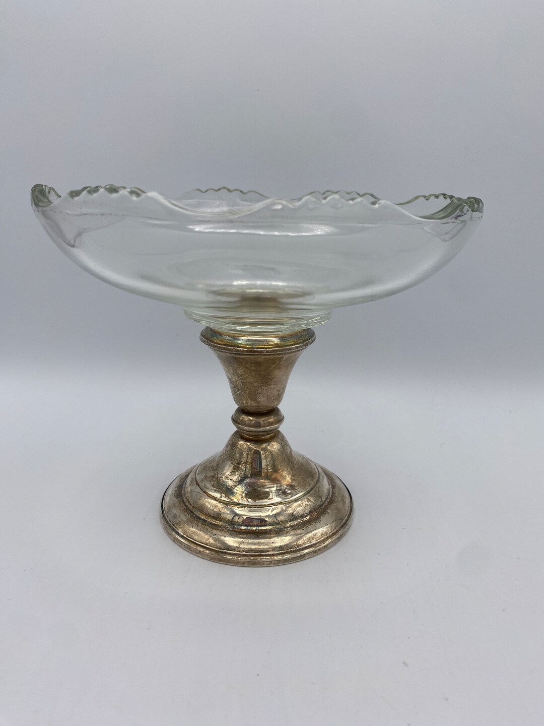 Frank M Whiting Sterling Silver Glass Compote Bowl, Glass Candy Dish ...