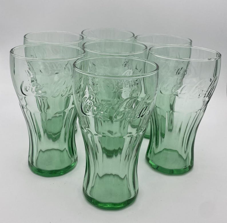Coca Cola Classic Drinking Glasses Green; Tall Coke Glasses ...