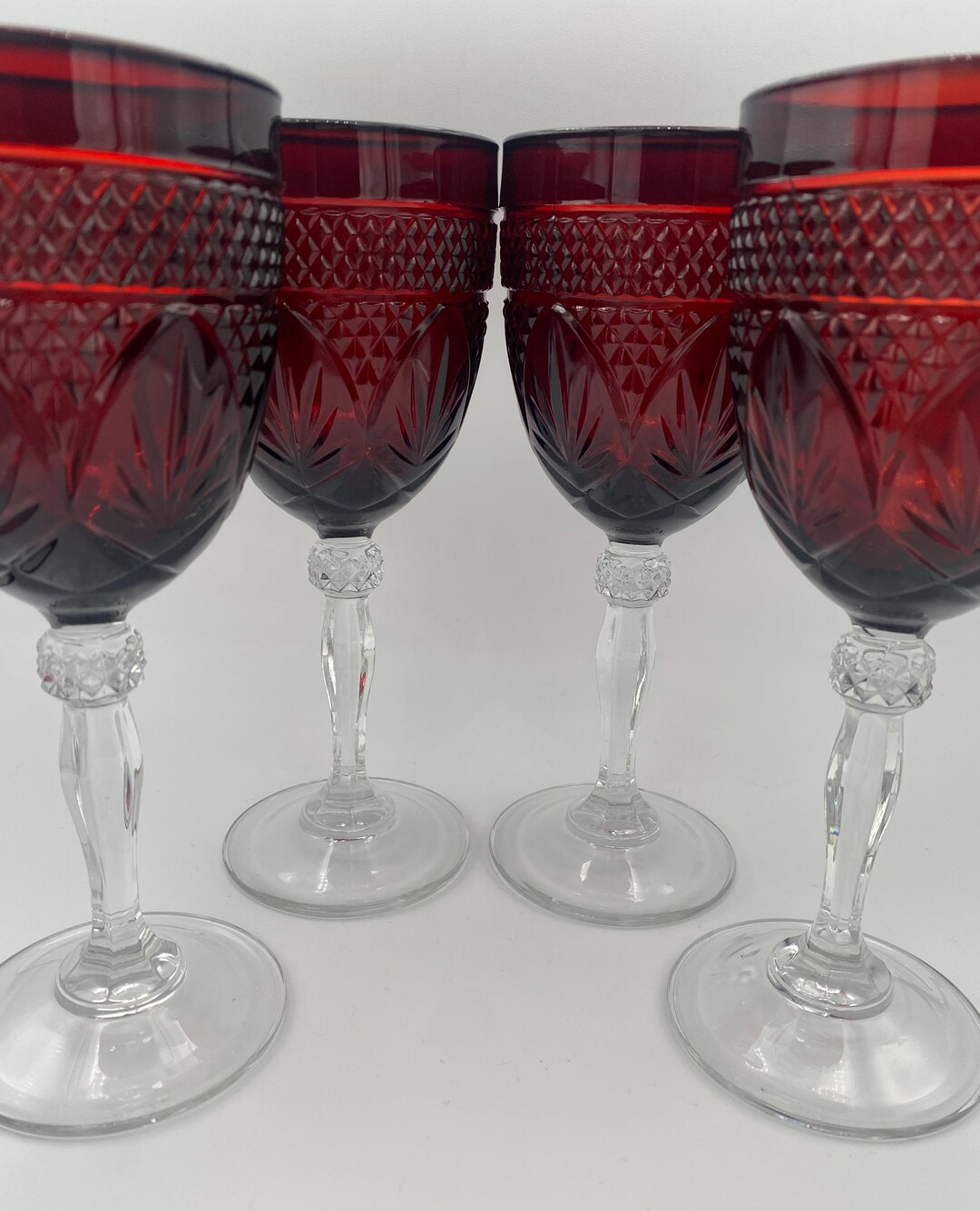 Ruby Red Glass Water Goblets Antique Ruby Cristal D'arques Duran Red ...