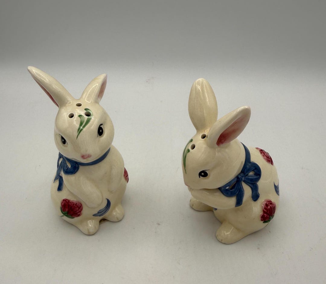 Lenox Bunny Salt & Pepper Shakers – Handcrafted China, Floral and Bow ...