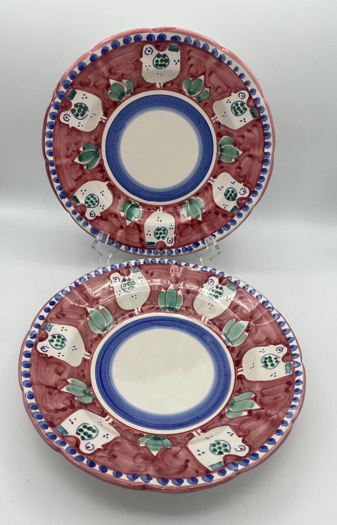 Vietri Sul Mare Camgagna Chicken Dishes Salad Bowls; Hand-painted ...