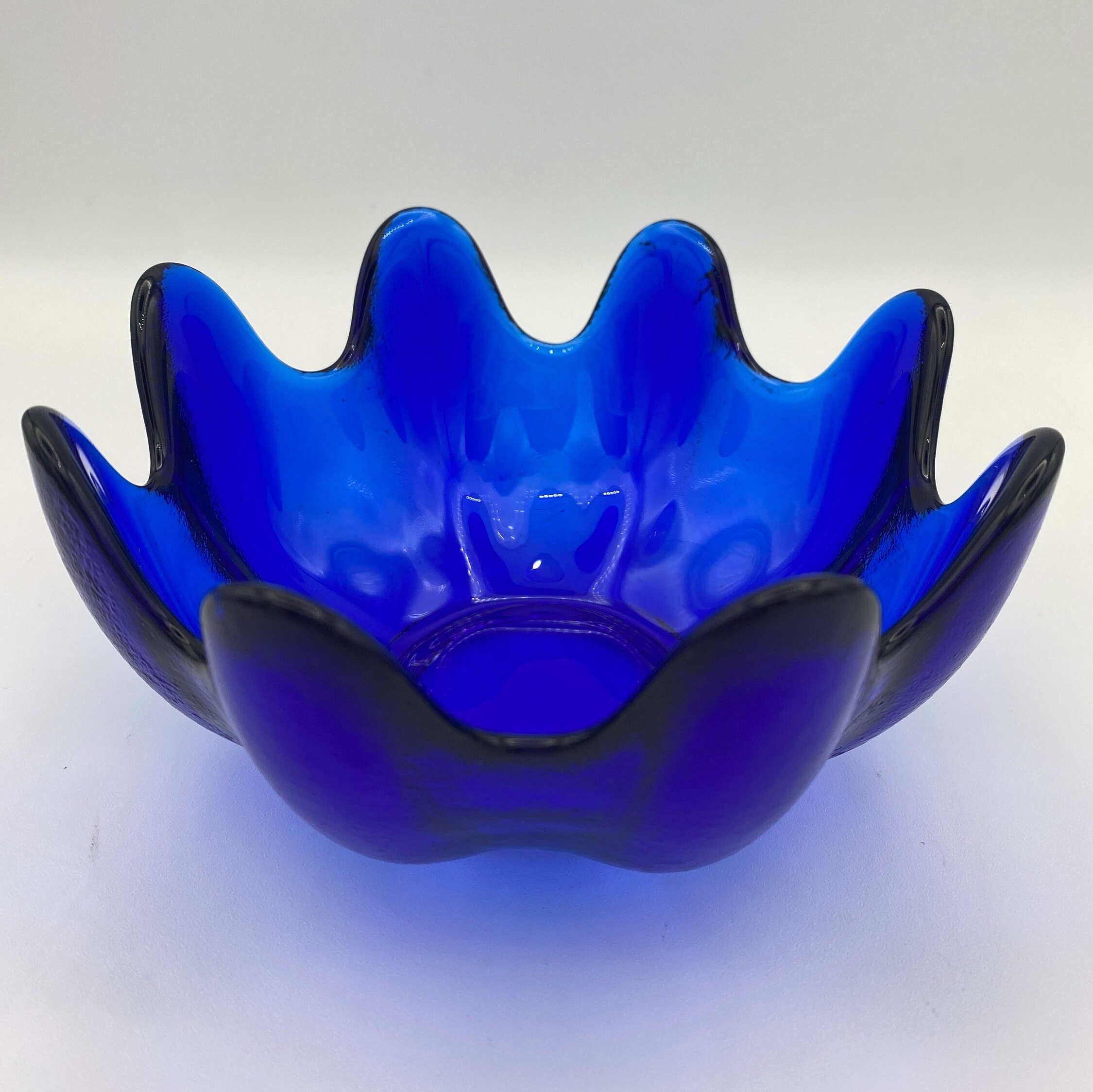 Blenko Cobalt Blue Bowl Art Glass Clover Petals - Etsy
