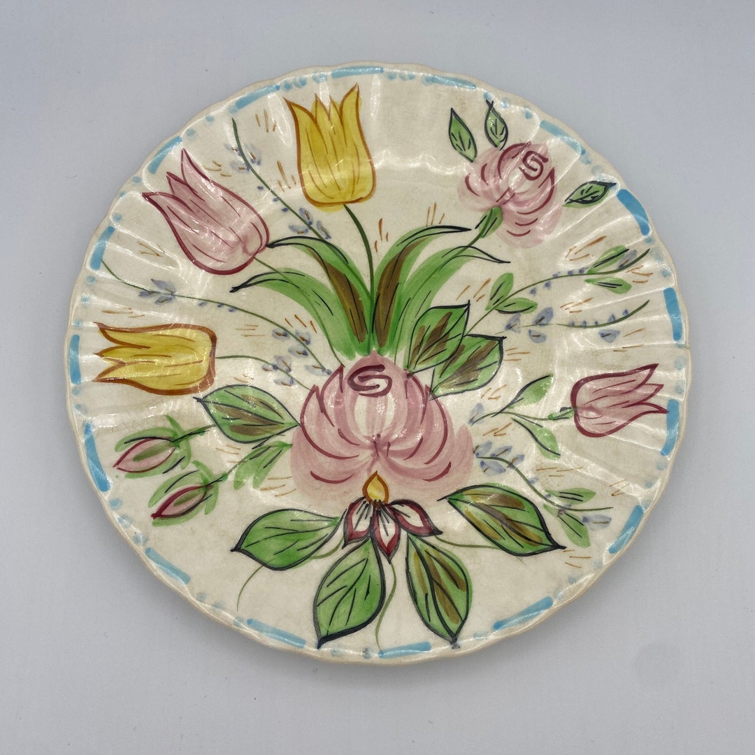 Blue Ridge Southern Potteries Nove Rose Plate, Hand Painted Tulips and ...