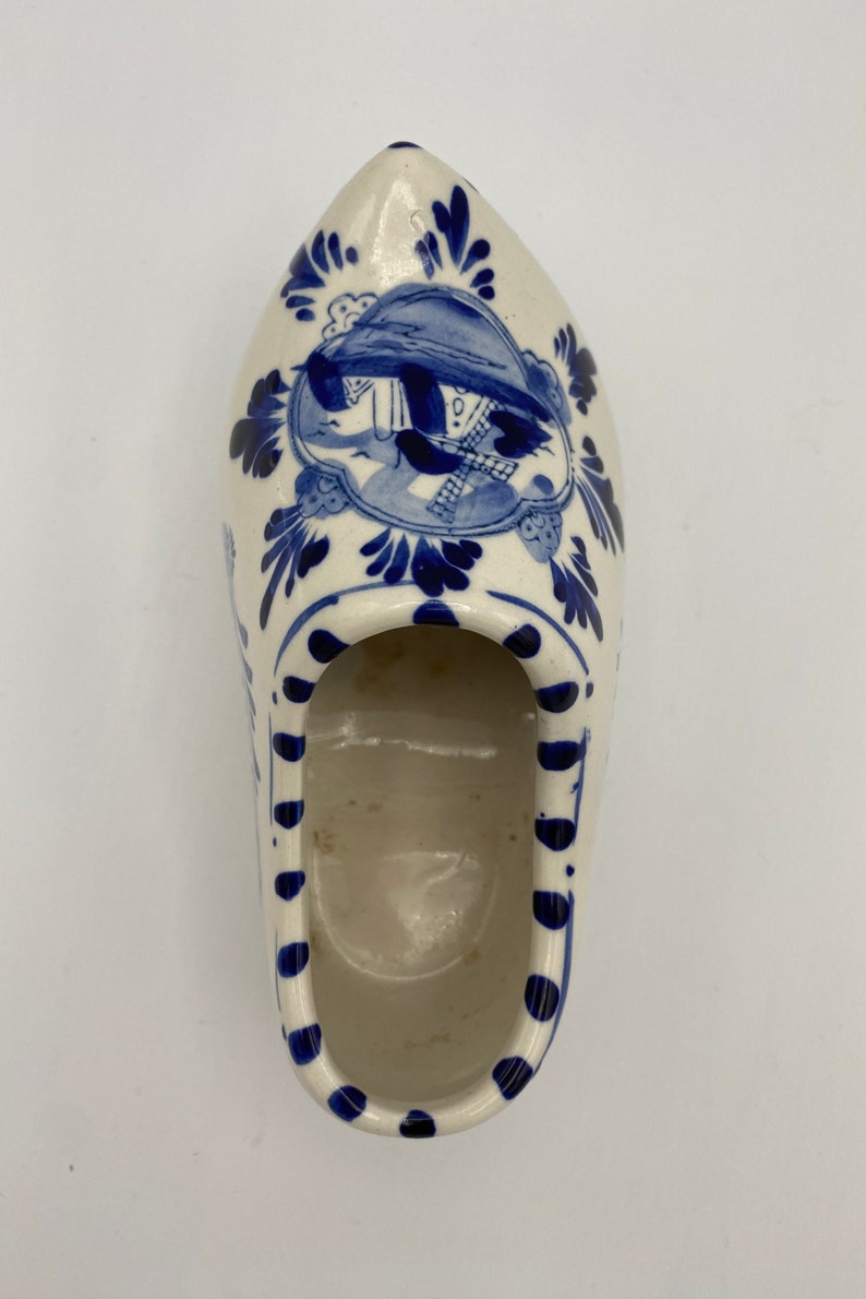 Delft Holland Clog Shoe Hand Painted Blue and White Windmill Souvenir ...