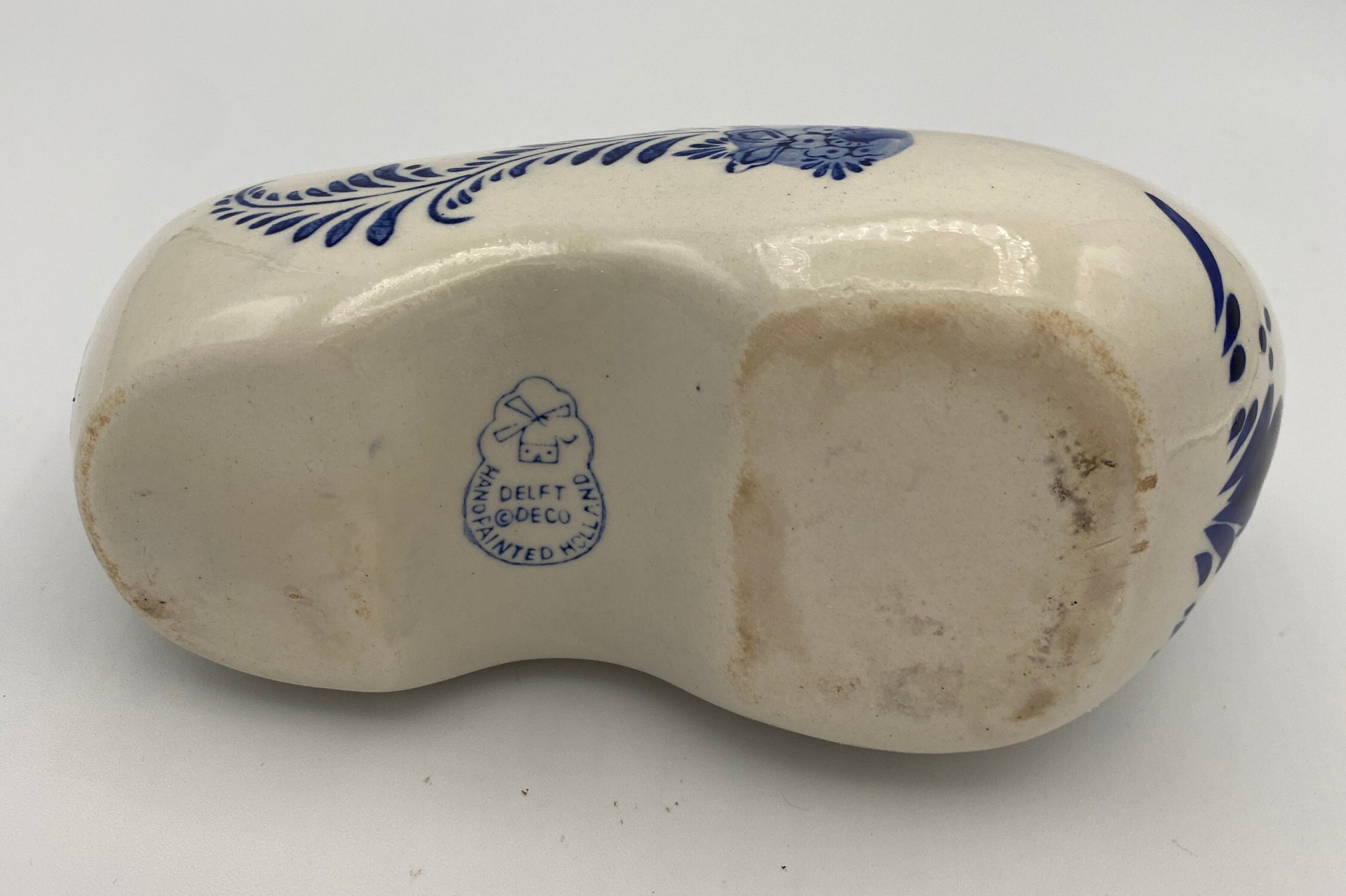 Delft Holland Clog Shoe Hand Painted Blue and White Windmill Souvenir ...
