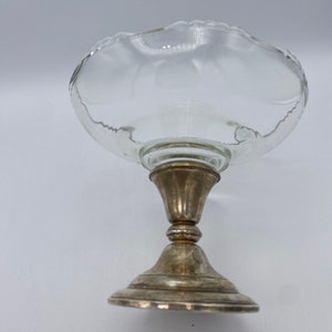 Frank M Whiting Sterling Silver Glass Compote Bowl, Glass Candy Dish ...