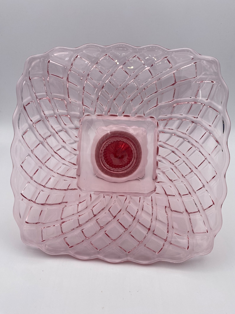 L. E. Smith Glass Pink Trellis Cake Stand Wedding Bridal Baby Shower 8 ...