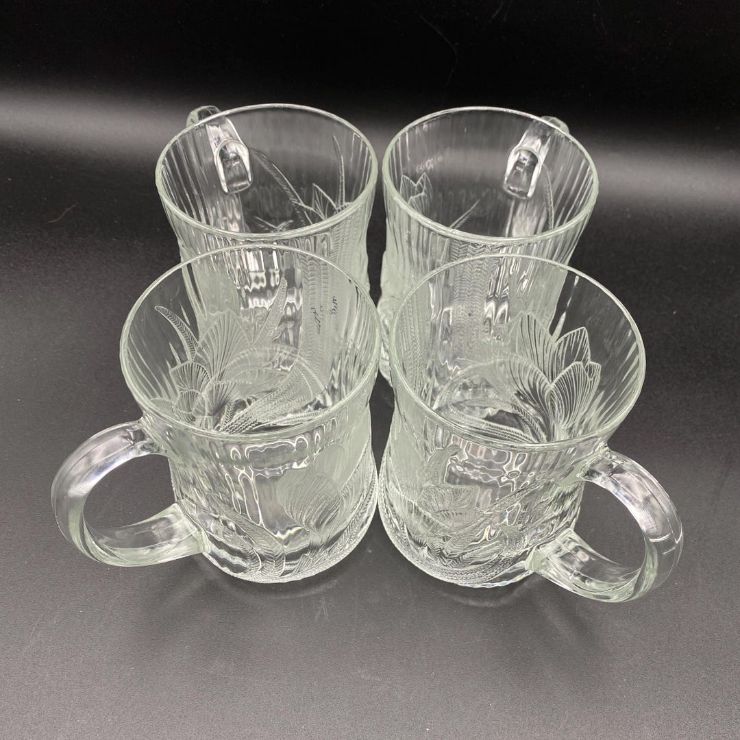 Arcoroc Canterbury Crocus Glasses Mugs Cups; Clear Embossed Crocus ...