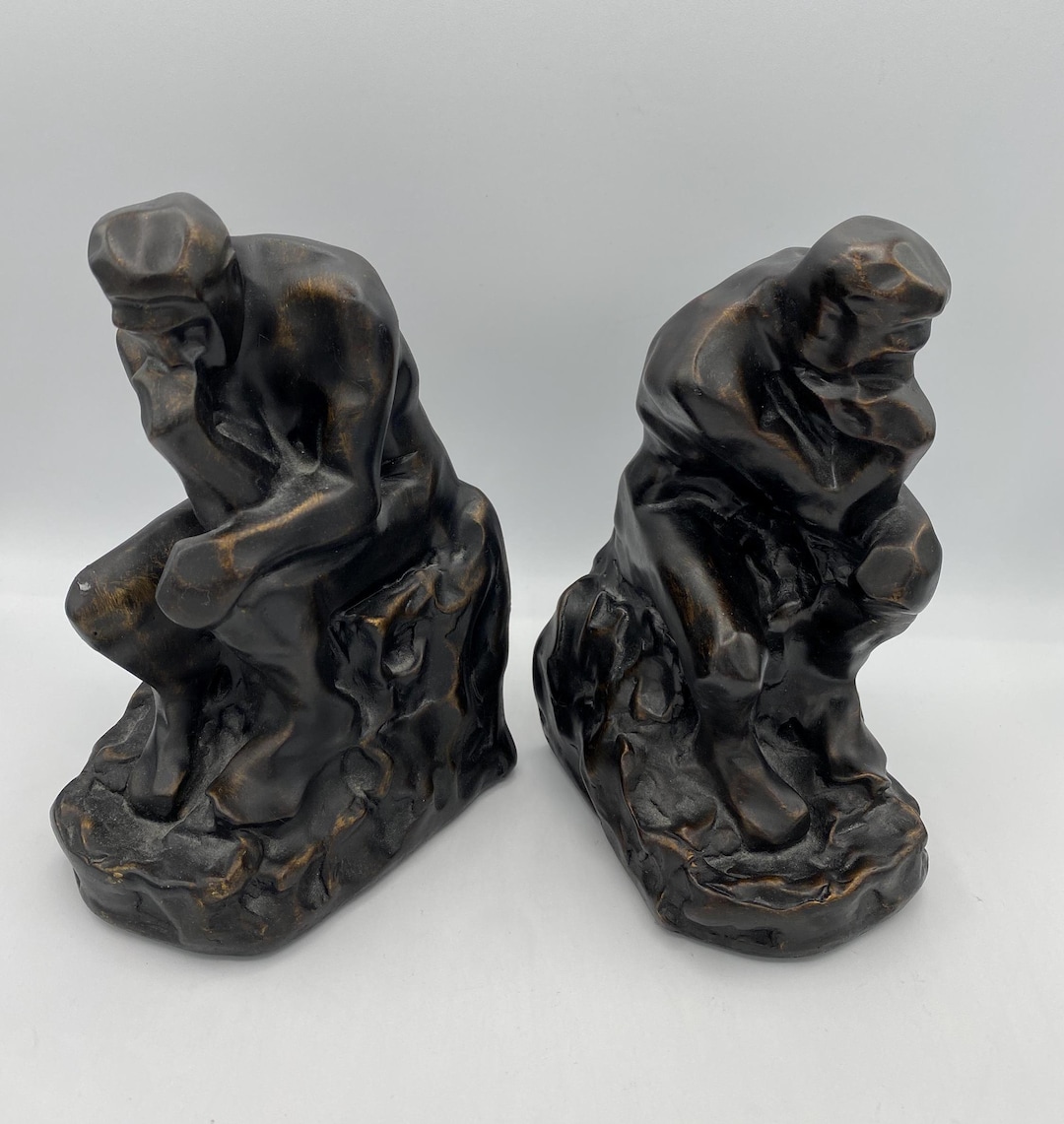 Barnes & Nobles Thinking Man Statue Bookends 1999; Rodin's the Thinker ...
