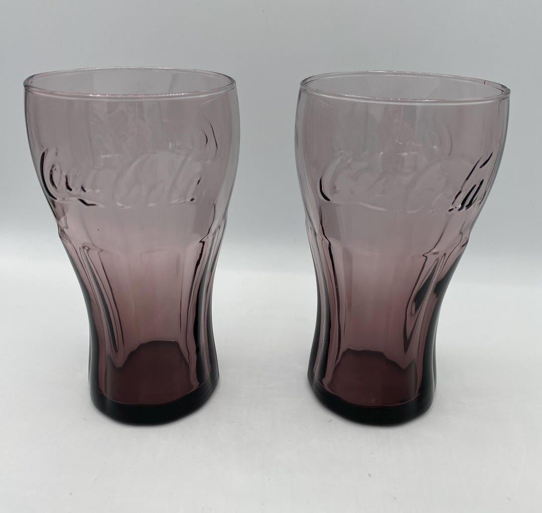 Libbey Purple Coca Cola Glasses; Large Amethyst Coke Glasses; Vintage ...