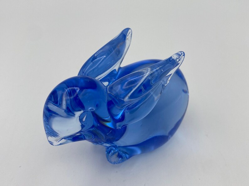 Art Glass Blue Bunny Rabbit Murano Style Collectible Paperweight - Etsy