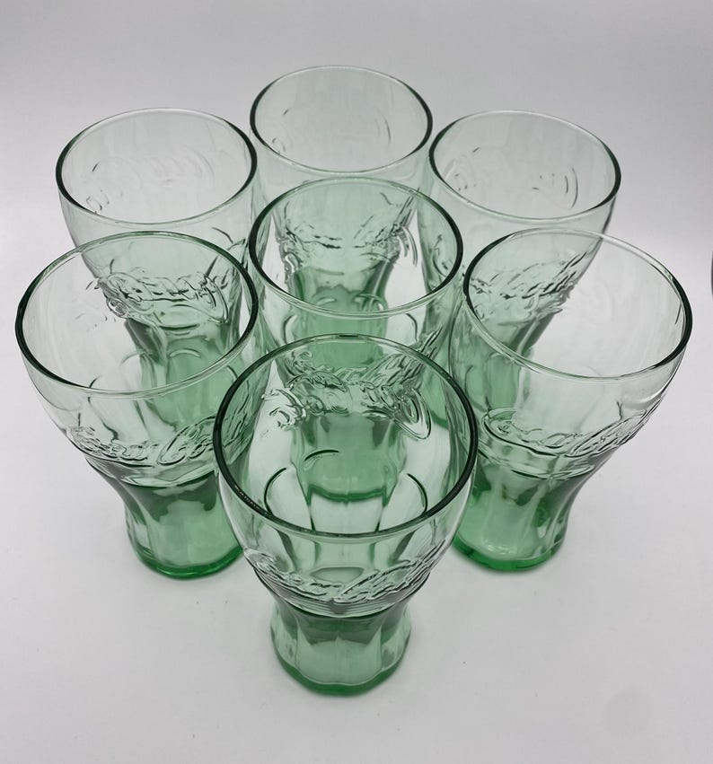 Coca Cola Classic Drinking Glasses Green; Tall Coke Glasses ...