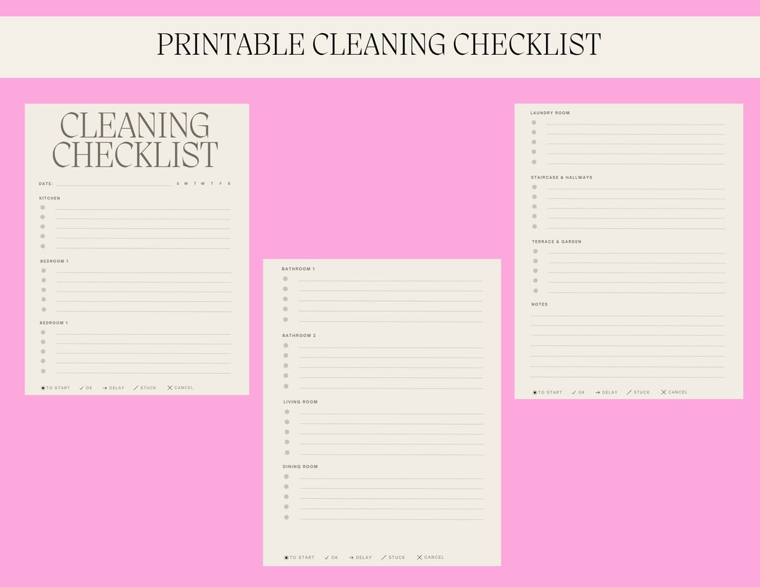Minimal Printable Cleaning Check List | Blank Cleaning Check List - Etsy