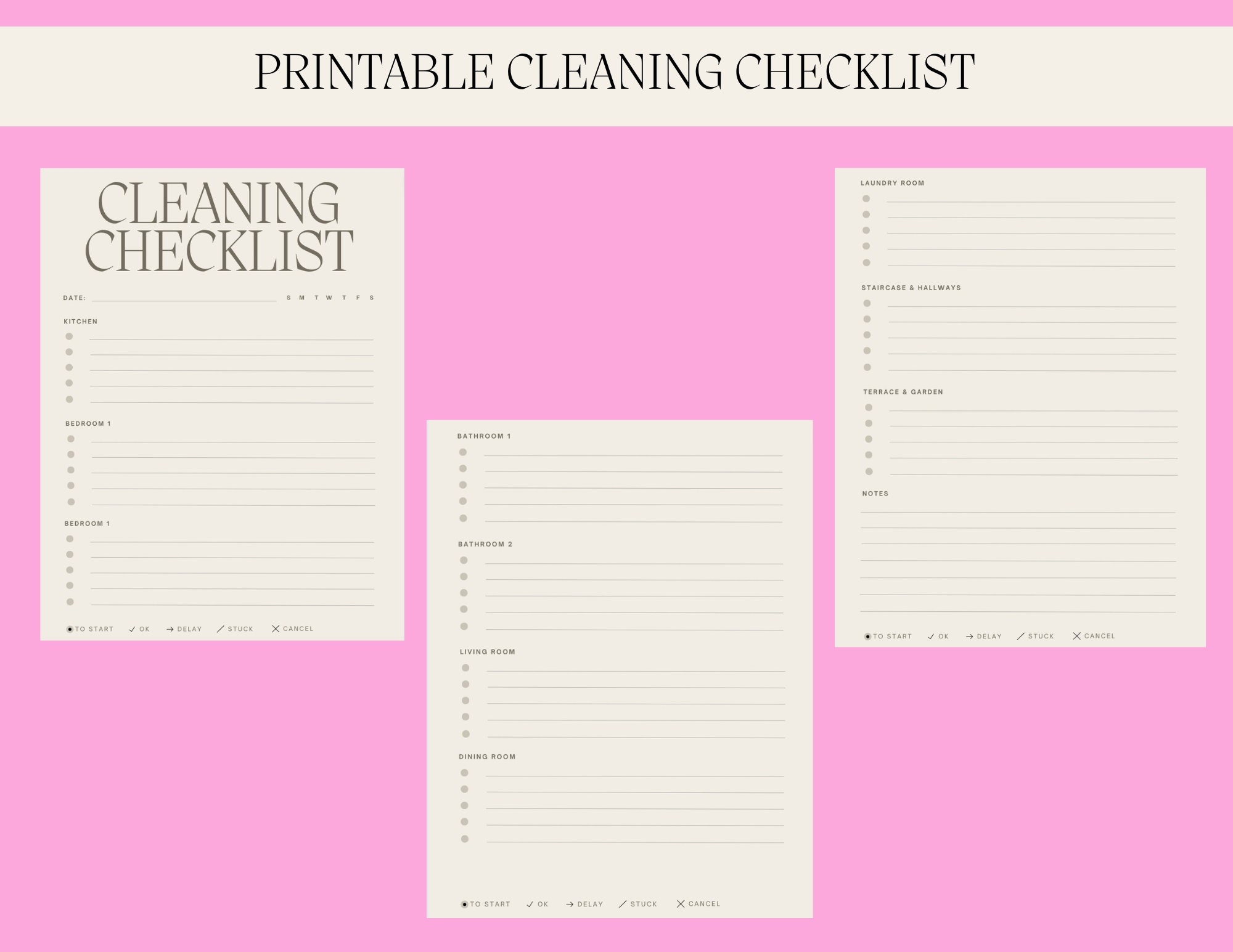 Minimal Printable Cleaning Check List | Blank Cleaning Check List - Etsy